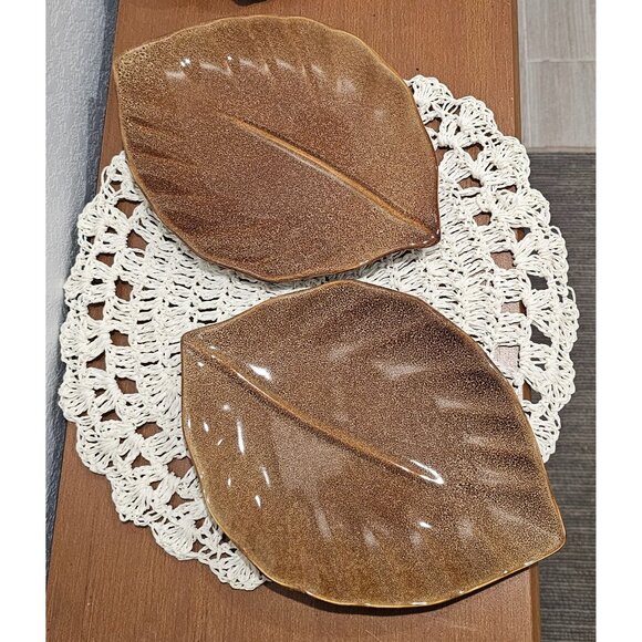 Oneida | Dining | Two Oneida Brown Leaf Servingappetizer Dishes | Poshmark